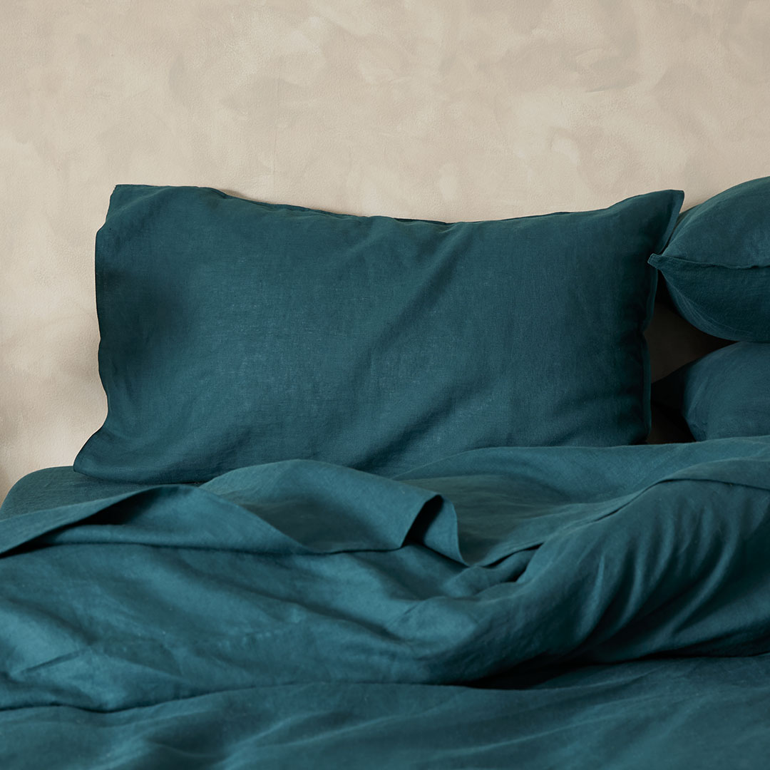 Shop Milano Linen Quilt Cover - Lake Online | Bed Bath N' Table