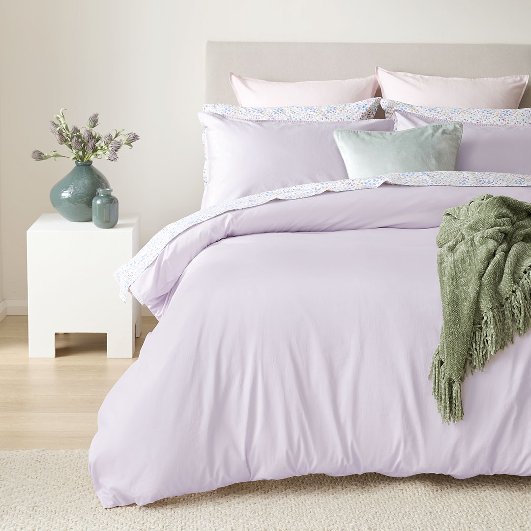 Shop Peyton Washed Cotton Sateen Quilt Cover Set Lilac Online Bed