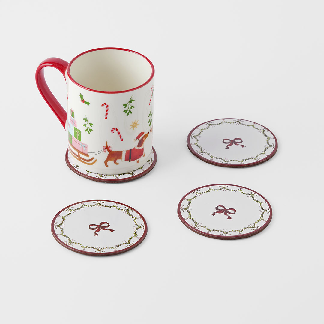 Shop Festive Garland Cork Coasters Set Of 4 Online | Bed Bath N' Table