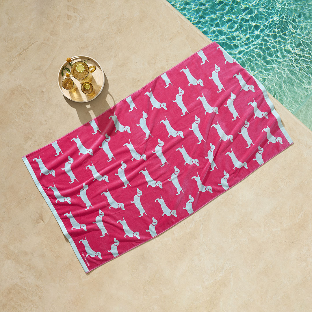 Shop Bailey Beach Towel - Pink Mint Online | Bed Bath N' Table