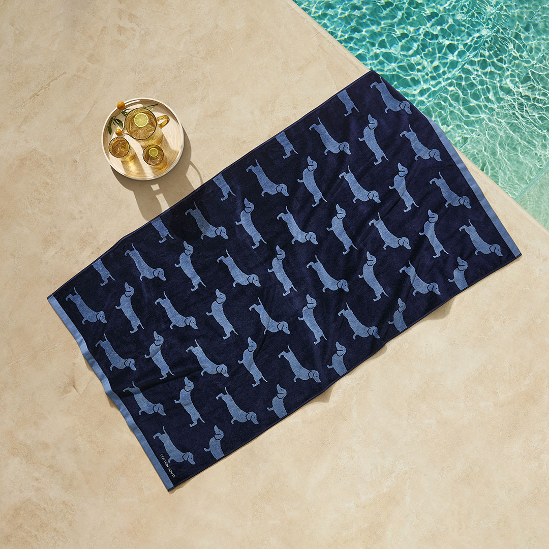 Buy Bailey Beach Towel - Storm Blue Mustard Online | Bed Bath N' Table