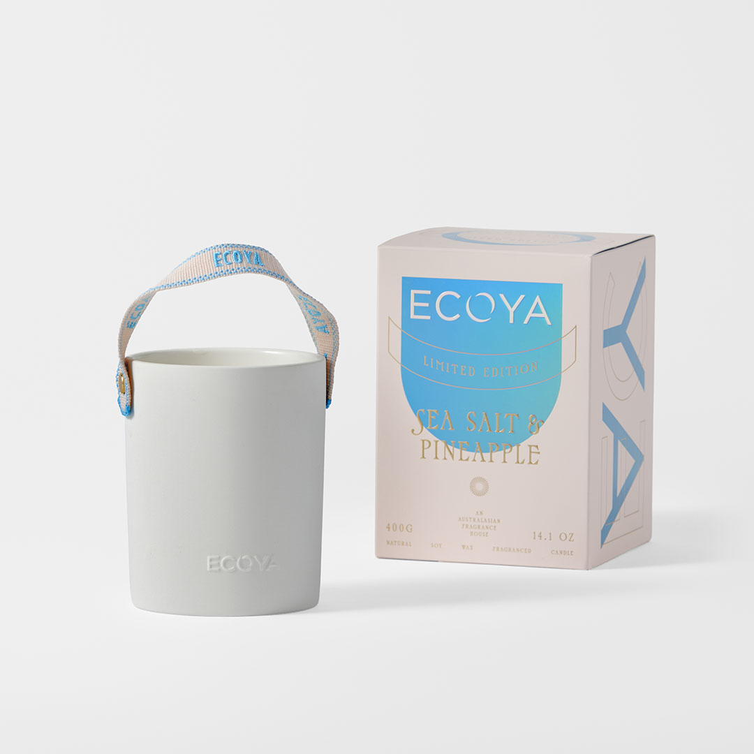 Shop Ecoya Ceramic Candle 400g - Sea Salt and Pineapple Online | Bed ...