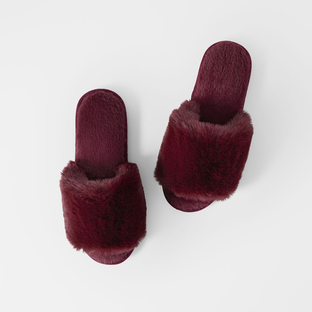 Shop Open Toe Fur Slide Slippers Online | Bed Bath N' Table