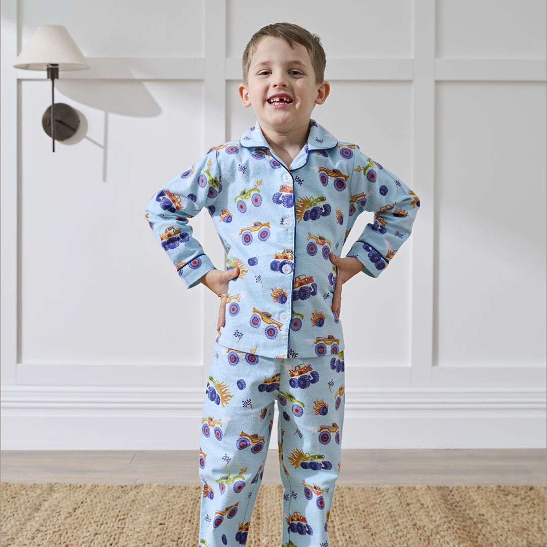 Shop Derby Time Monster Truck Kids Flannelette Pyjamas Online | Bed ...