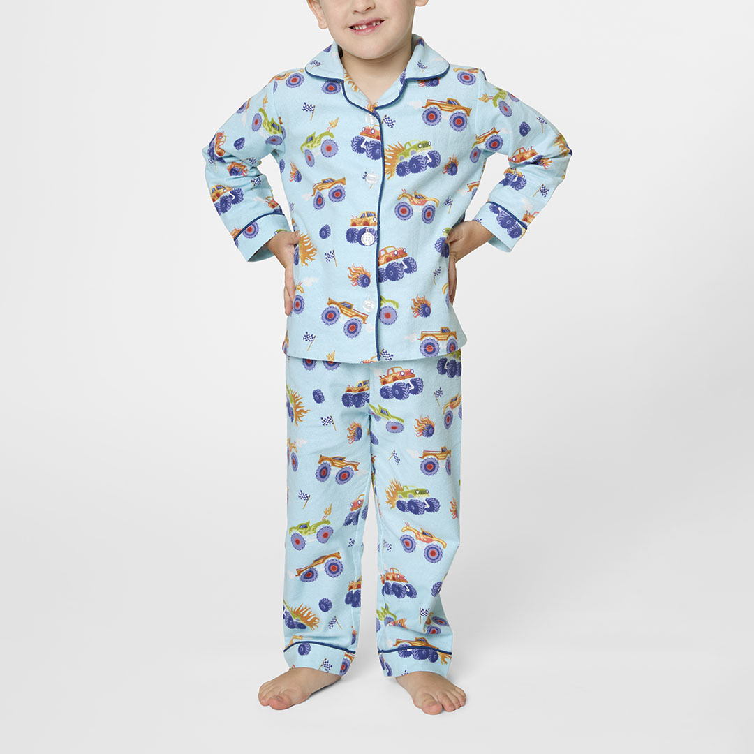 Shop Derby Time Monster Truck Kids Flannelette Pyjamas Online | Bed ...