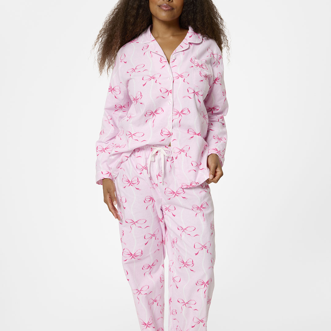 Shop Pretty Bows Flanelette Pyjamas - Pink Online | Bed Bath N' Table