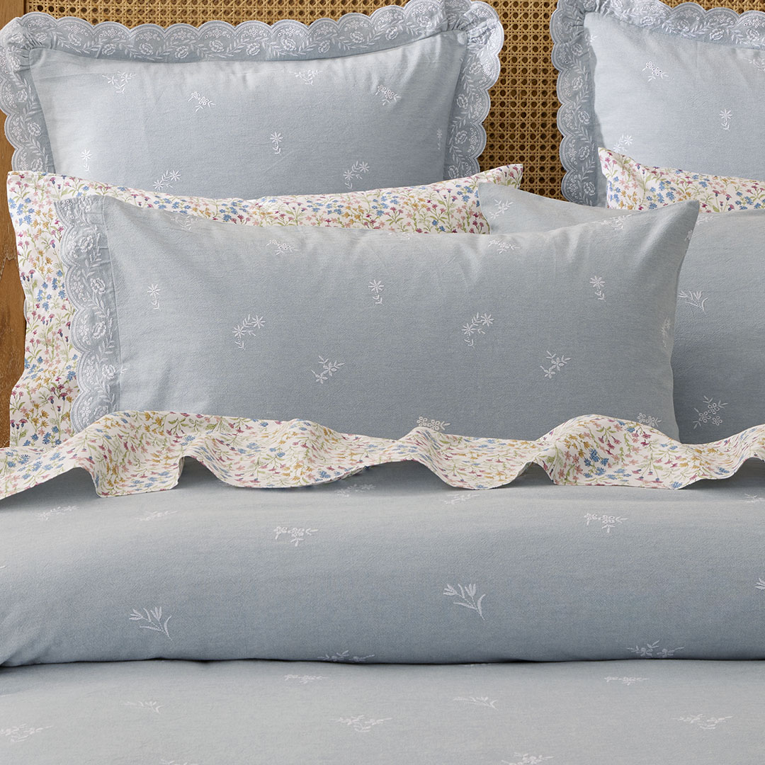 Shop Mabel Embroidered Flower And Stripe Quilt Cover Online | Bed Bath ...
