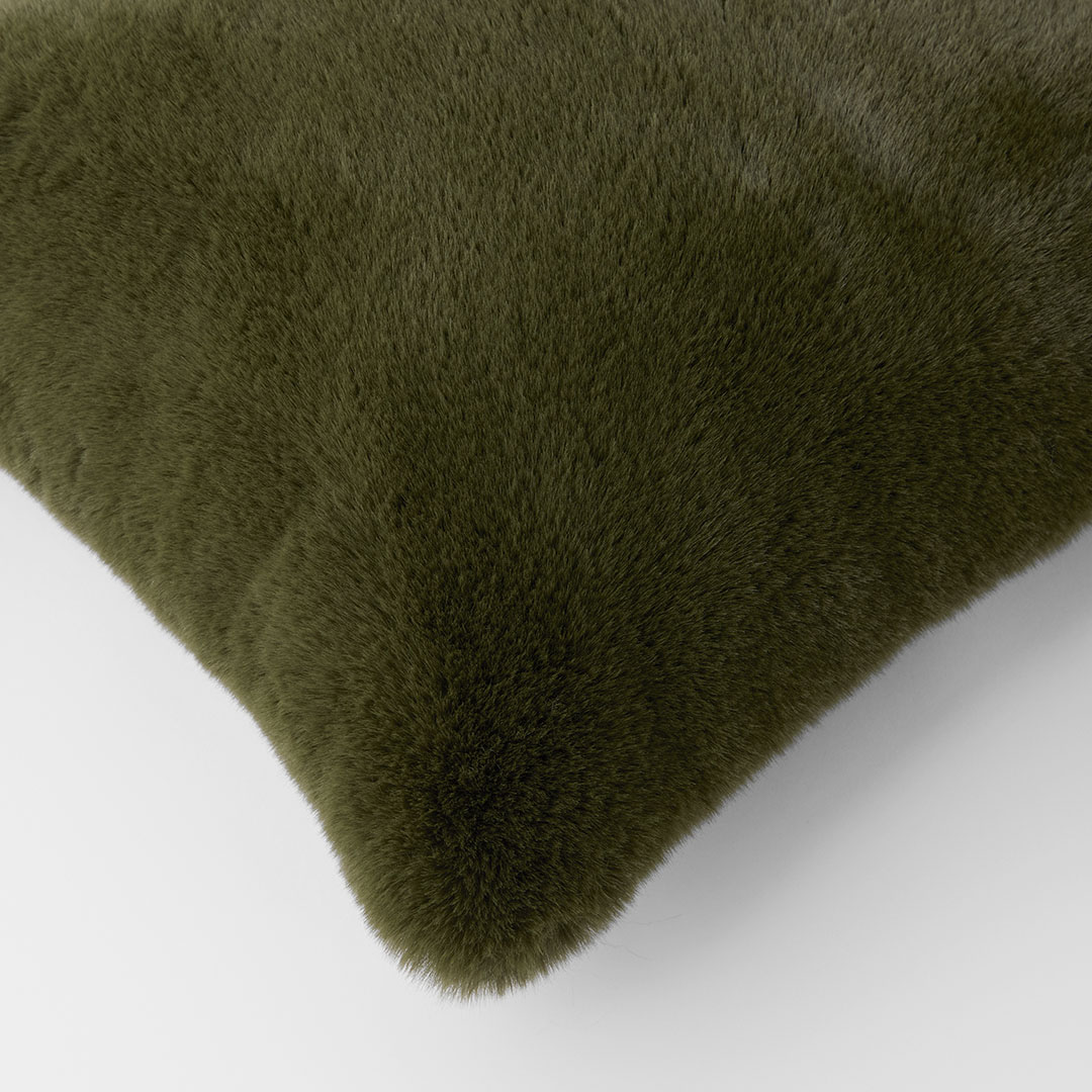 Shop Luxury Faux Fur Cushion - Moss Online | Bed Bath N'Table