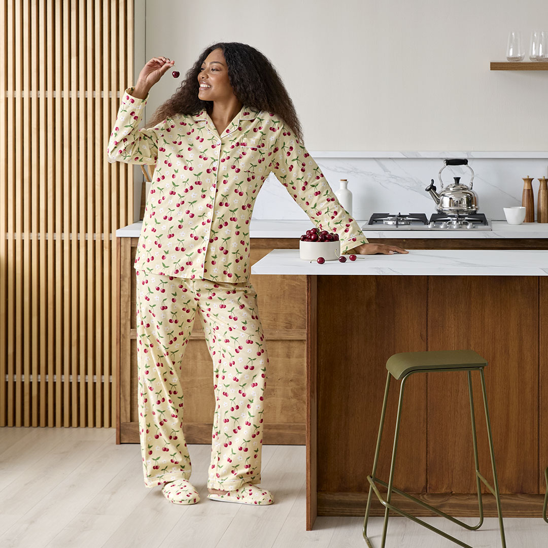 Shop Sweet Cherry Flannelette Pyjamas Online | Bed Bath N' Table