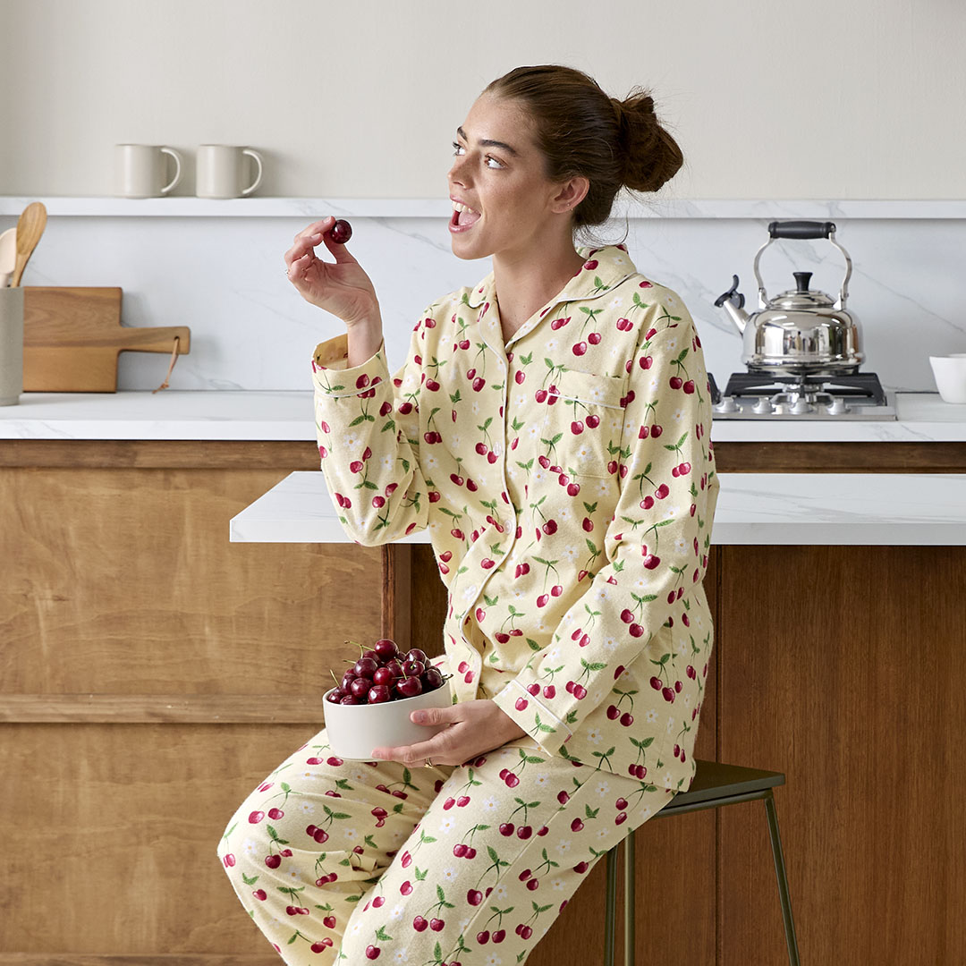 Shop Sweet Cherry Flannelette Pyjamas Online | Bed Bath N' Table