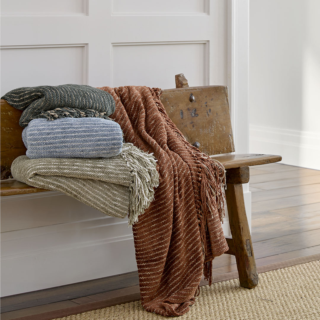 Shop Josie Striped Tassel Throw - Rust Online | Bed Bath N' Table