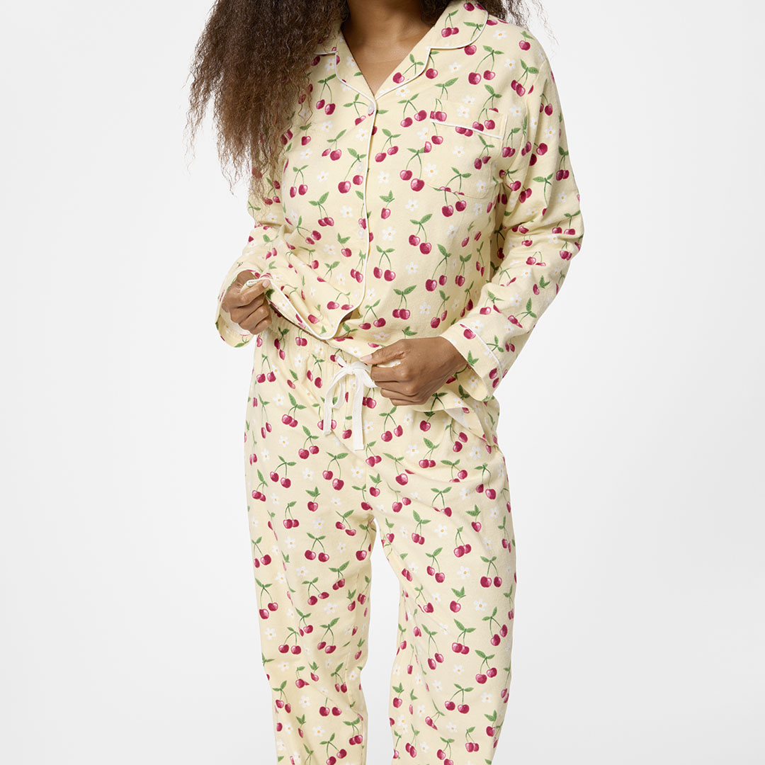 Shop Sweet Cherry Flannelette Pyjamas Online | Bed Bath N' Table