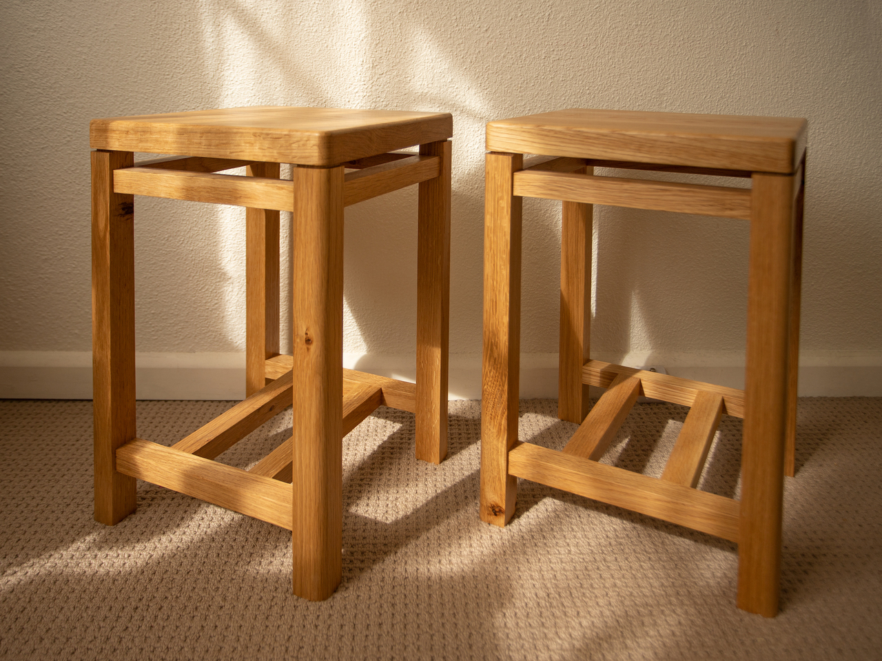 American Oak Low Stools by Rory Bardon | Handkrafted