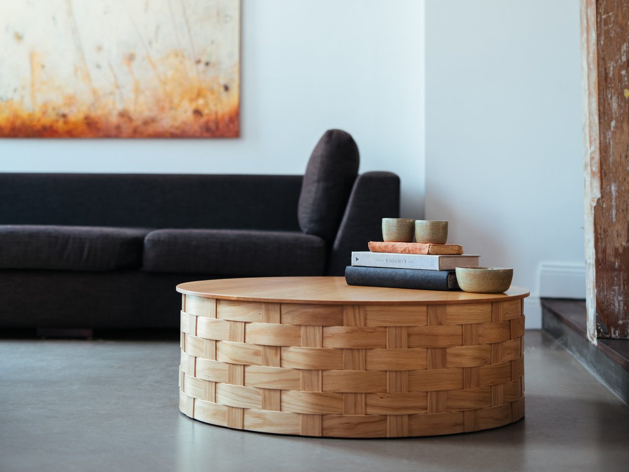 Weaved timber coffee table by Woodmen Timberworks | Handkrafted