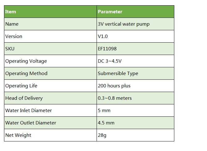 3V vertical water pump - Elmwood Electronics