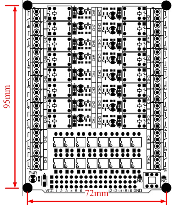 16 Channel 5V Mini-Relay Module BK_RL16_01 — Little Bird