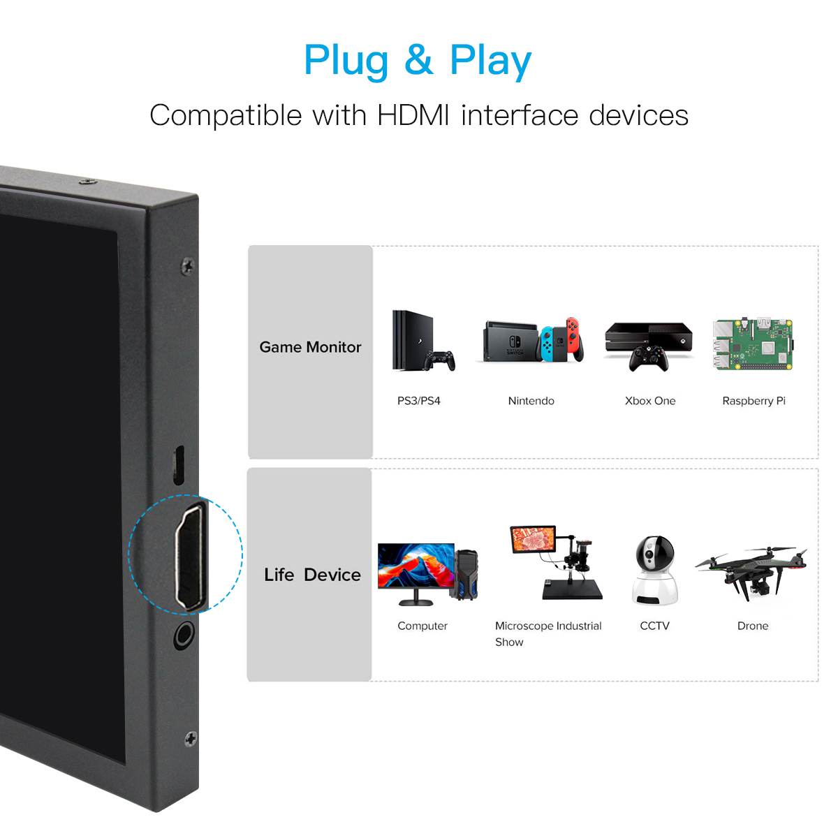 8 Inch Mini HDMI Portable LCD Display 1280x800 Resolution Monitor Buil ...