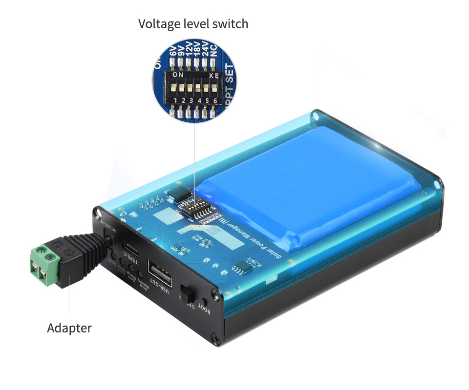 Solar Power Manager, Embedded 10000mAh Li-Po Battery, Supports 6V~24V ...