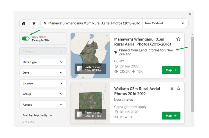 Pinned Data | Koordinates Help & Support