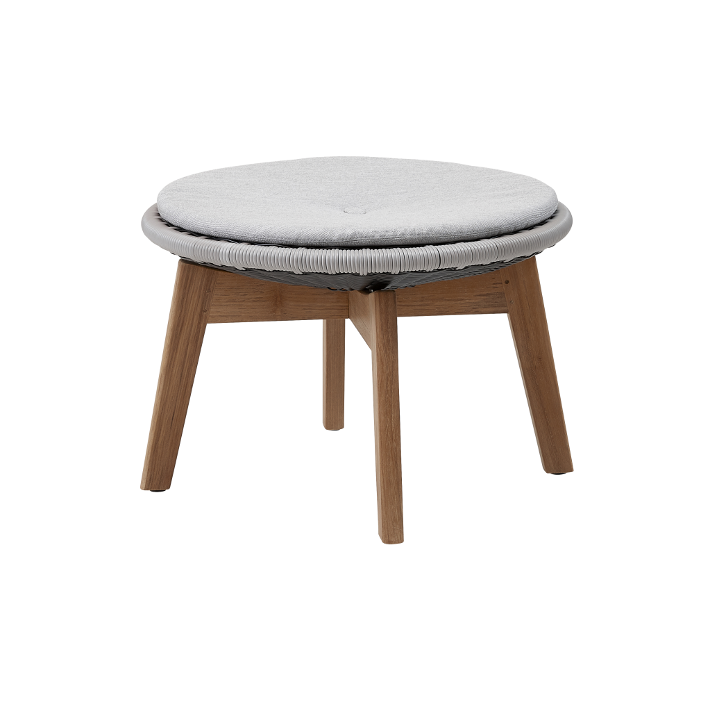 Peacock Footstool Light Grey / Teak Legs | Loam