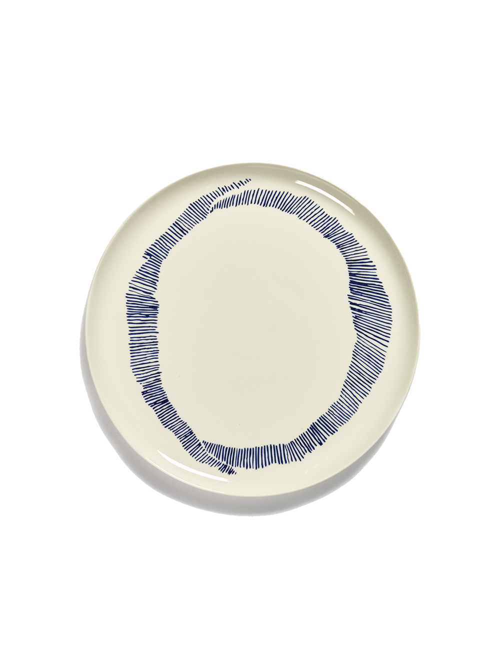 Serving Plate White Stripes Blue Feast | Loam