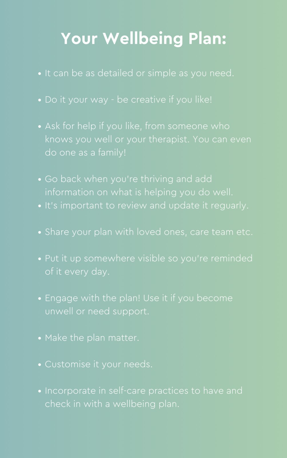 Creating A Wellbeing Plan | Anxiety NZ