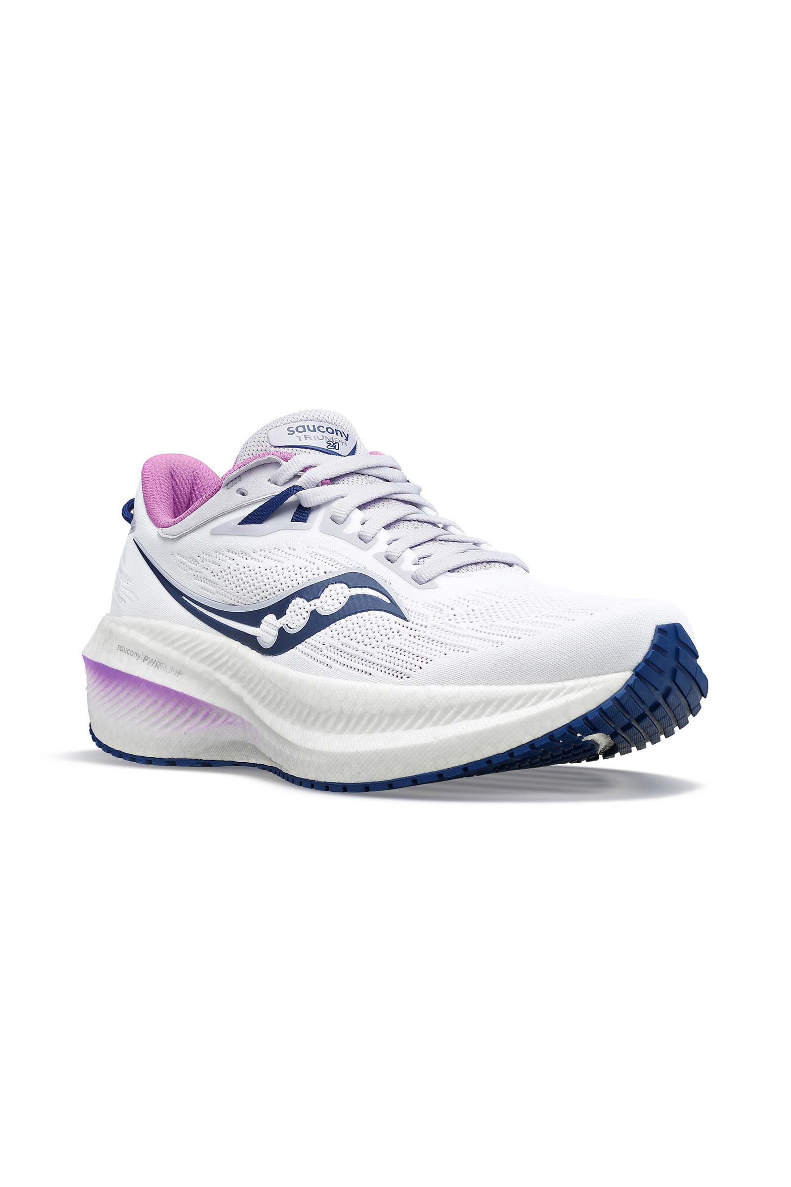 Women's Triumph 21 White Indigo Road Running Shoes | Women's Road ...