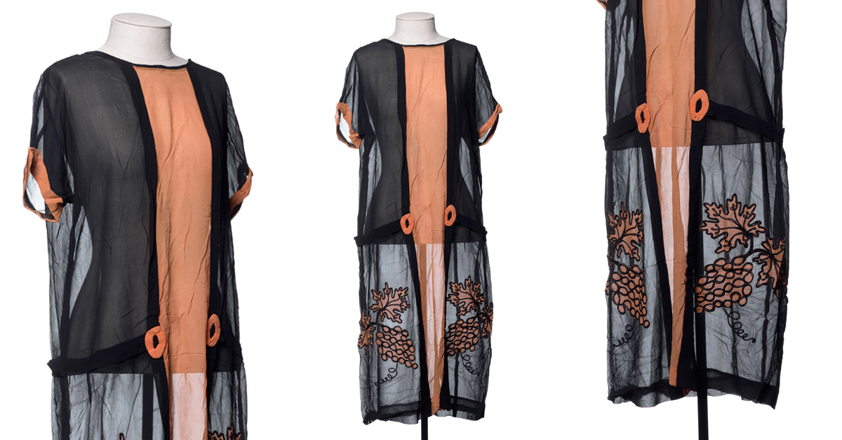 Drop-waist dress with contrasting panel - New Zealand Fashion Museum