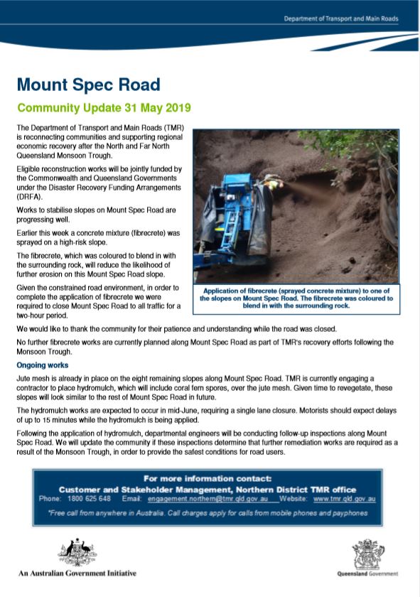 Mount Spec Road Update