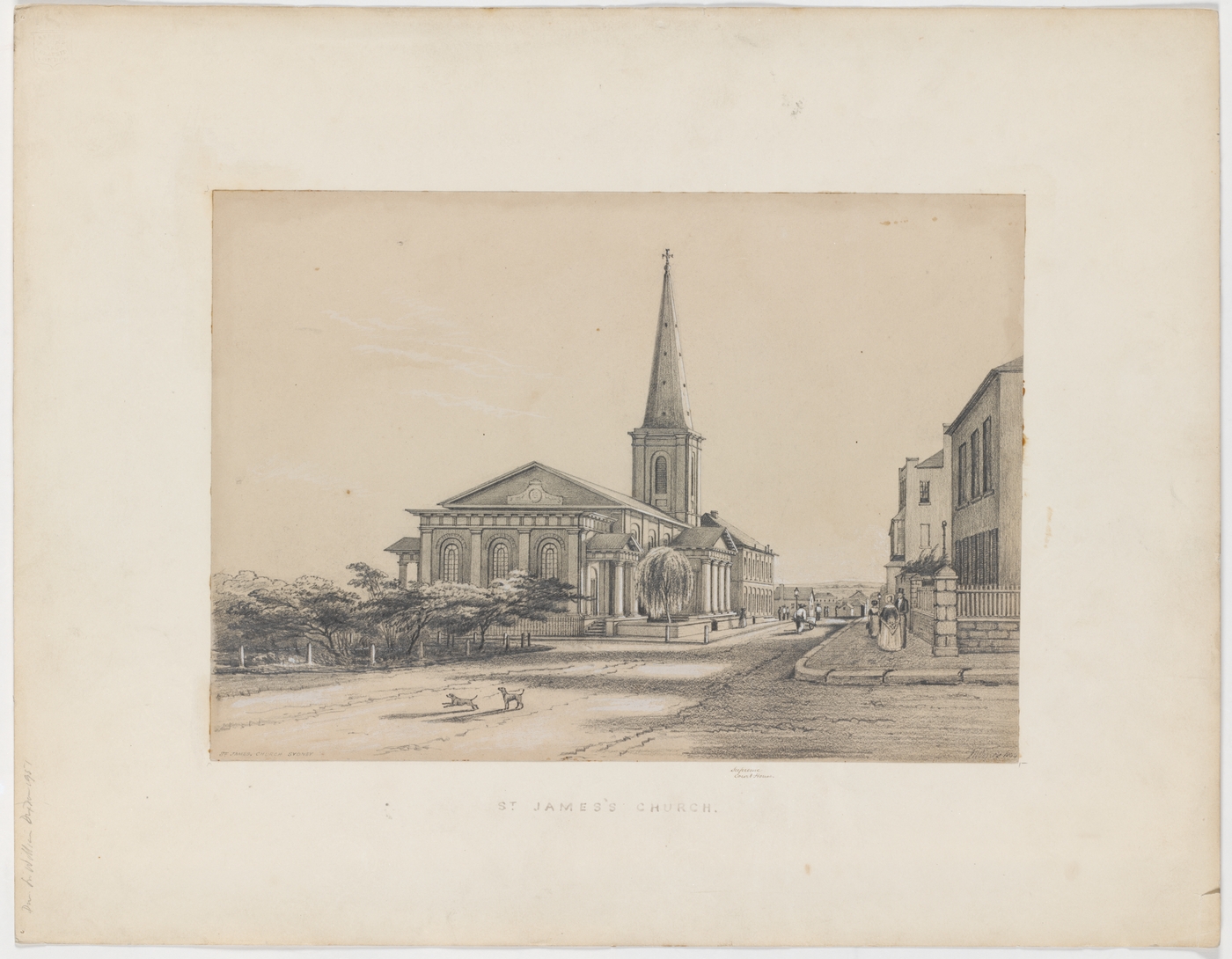 "St James' Church from Sketches of Sydney, 1843-1847 by Jacob William ...