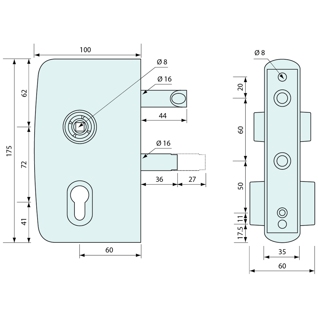Wrought Iron Gate Lock For 175mmx35mm