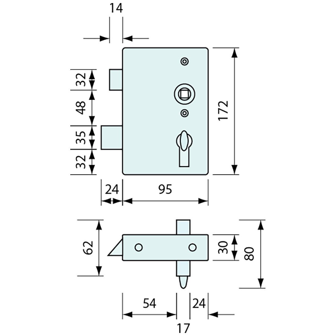 Double Throw Latch Deadlock Zinc 172x95mm