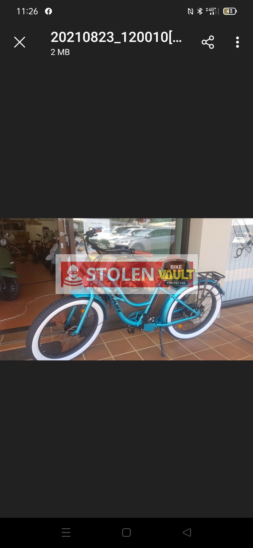 Stolen Bike - Roadmaster Step thru electric beach cruiser - Vault Protected