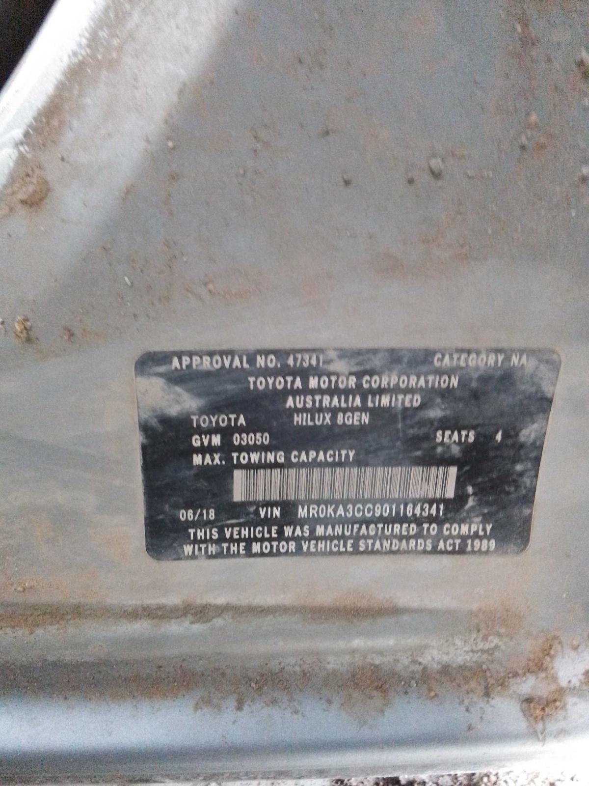 Right Rear Door Sliding Hilux Toyota 2018