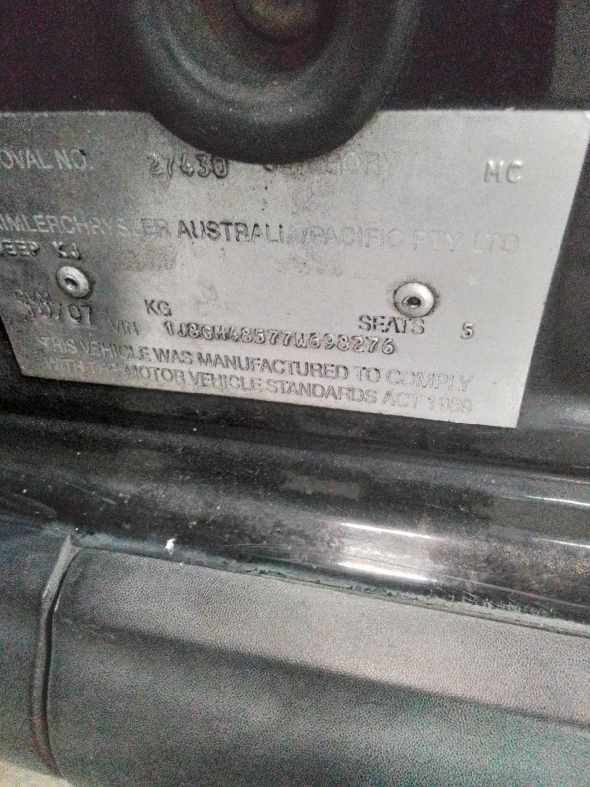 Rear/Tailgate Glass Cherokee Jeep 2007