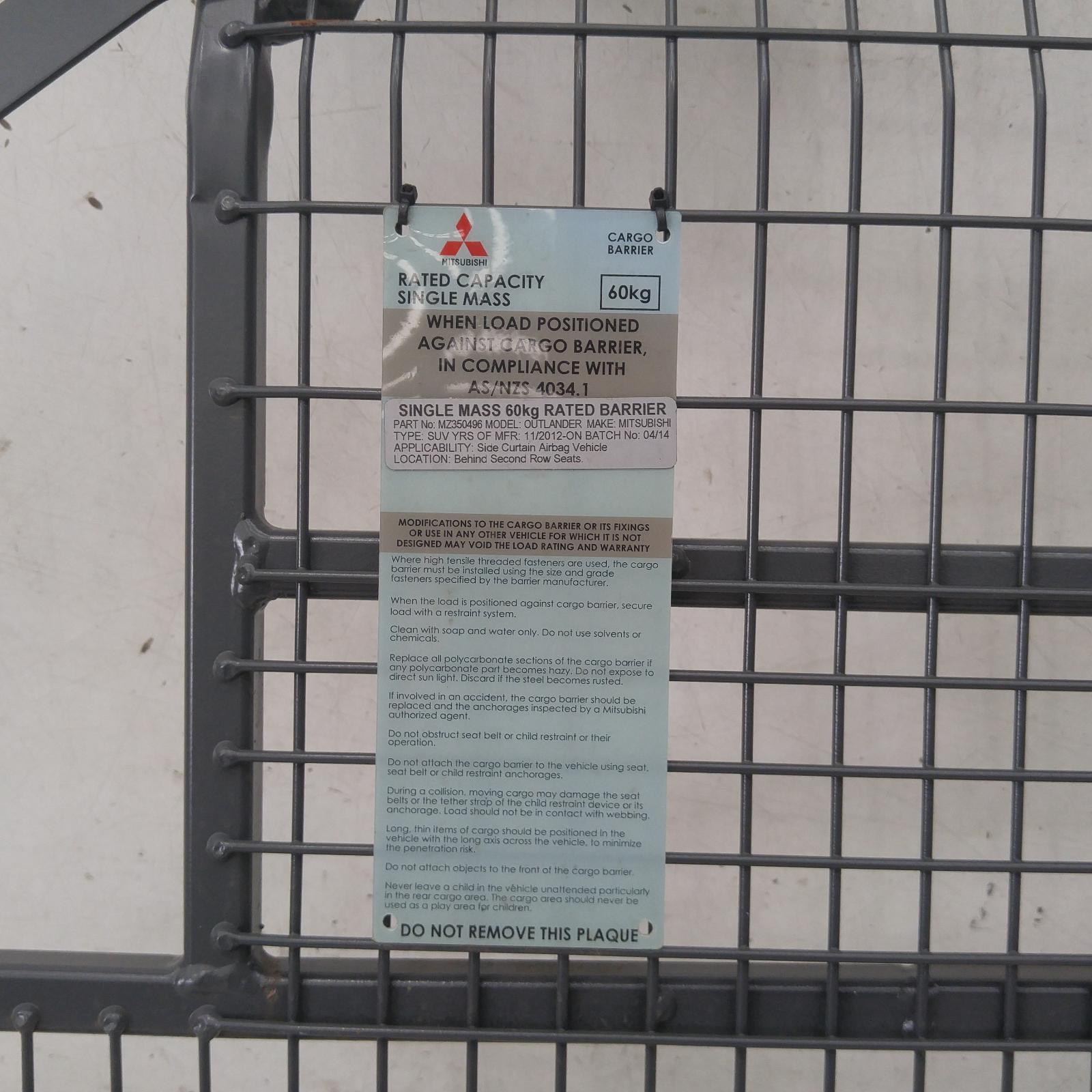 #342639, Used cargo barrier for 2014 outlander| zj, 10/12-03/15