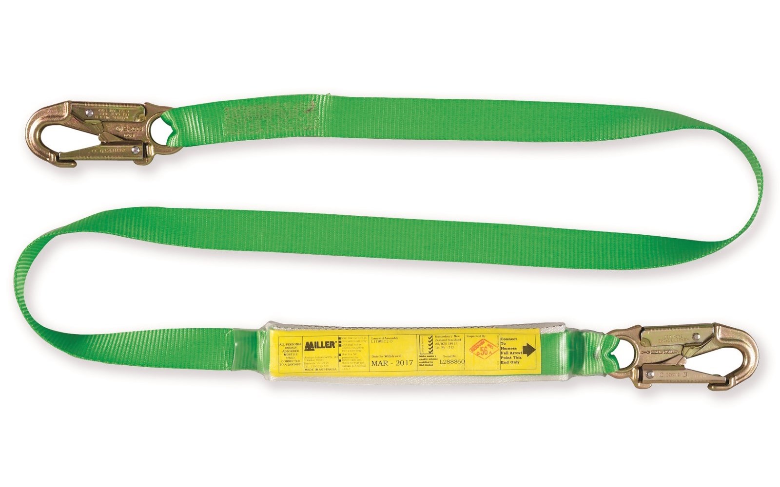 Miller Energy Absorbing Webbing Lanyard Fixed 1.5m - Height Safety ...
