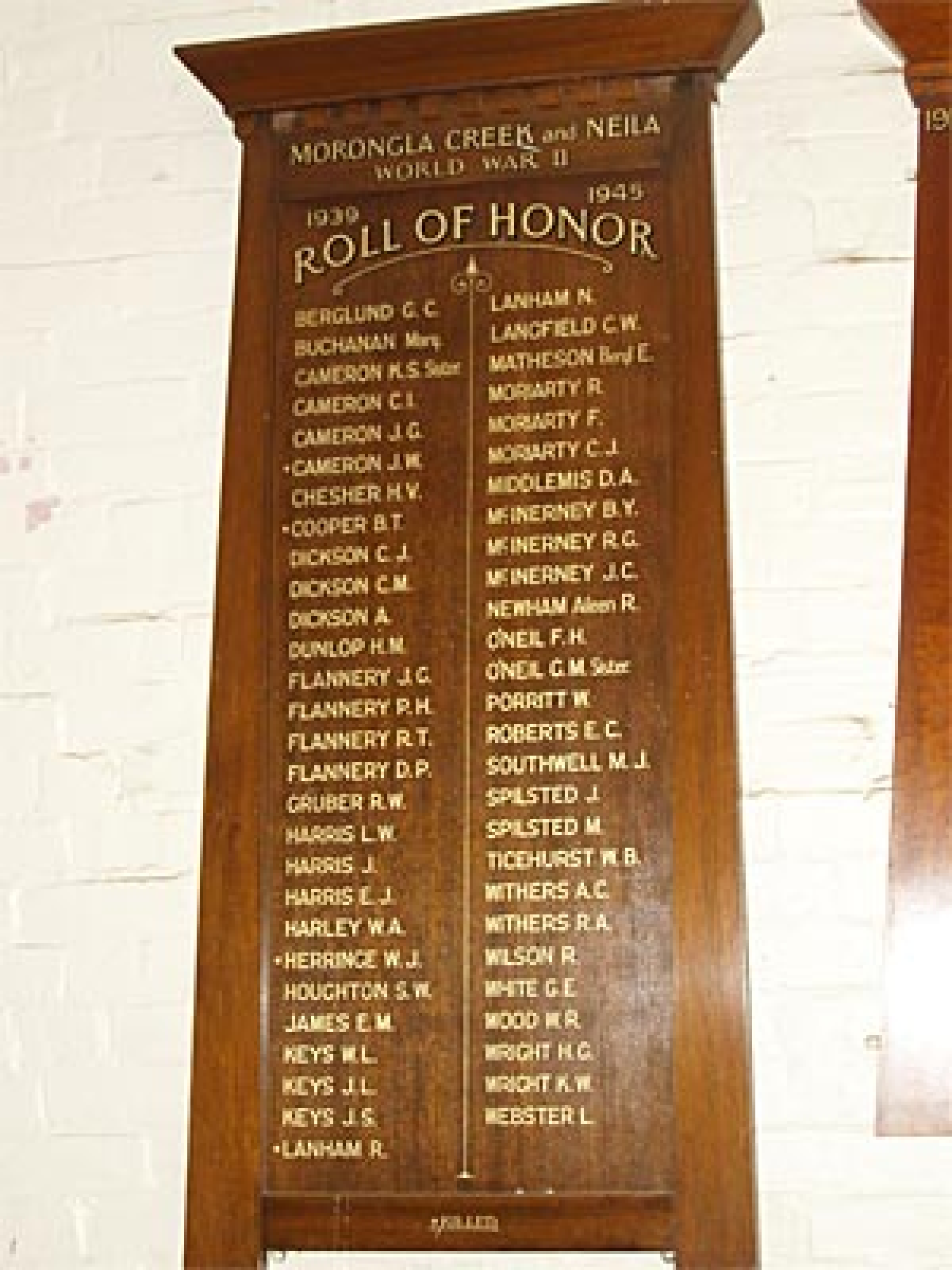 Morongla Creek WWll Roll of Honor | NSW War Memorials Register