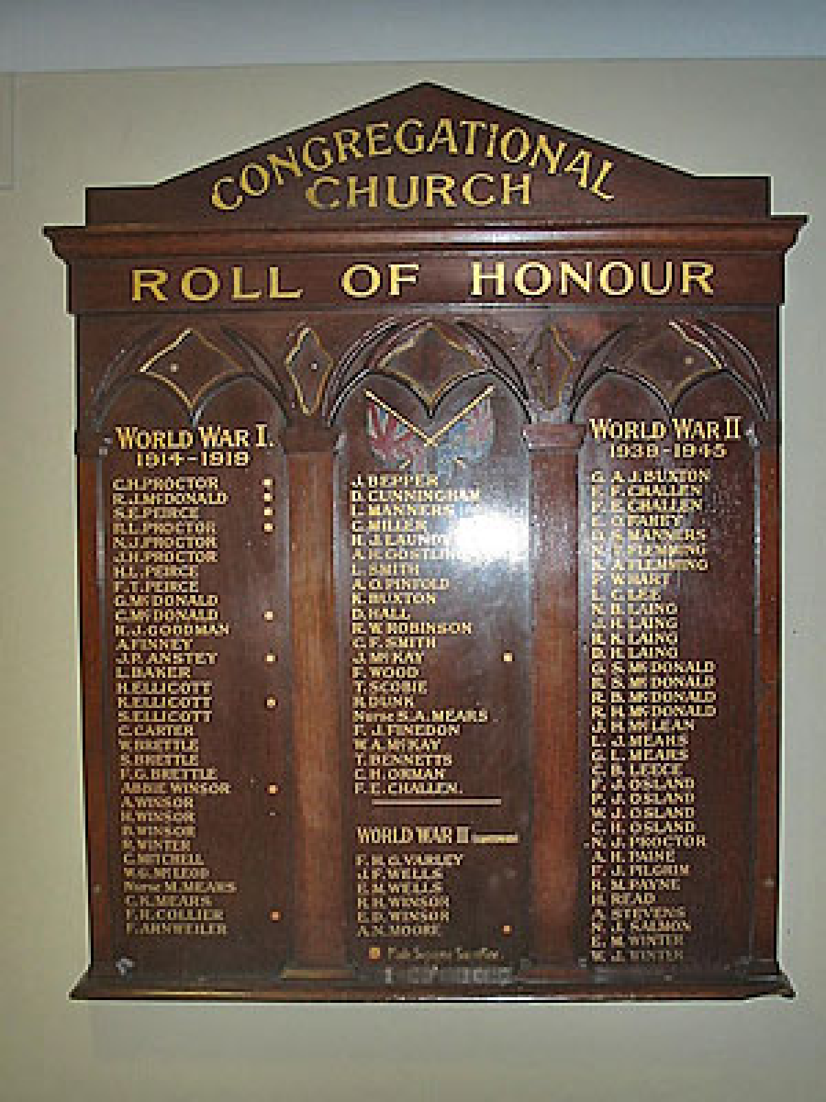 Congregational Church First and Second World Wars Roll of Honour | NSW ...