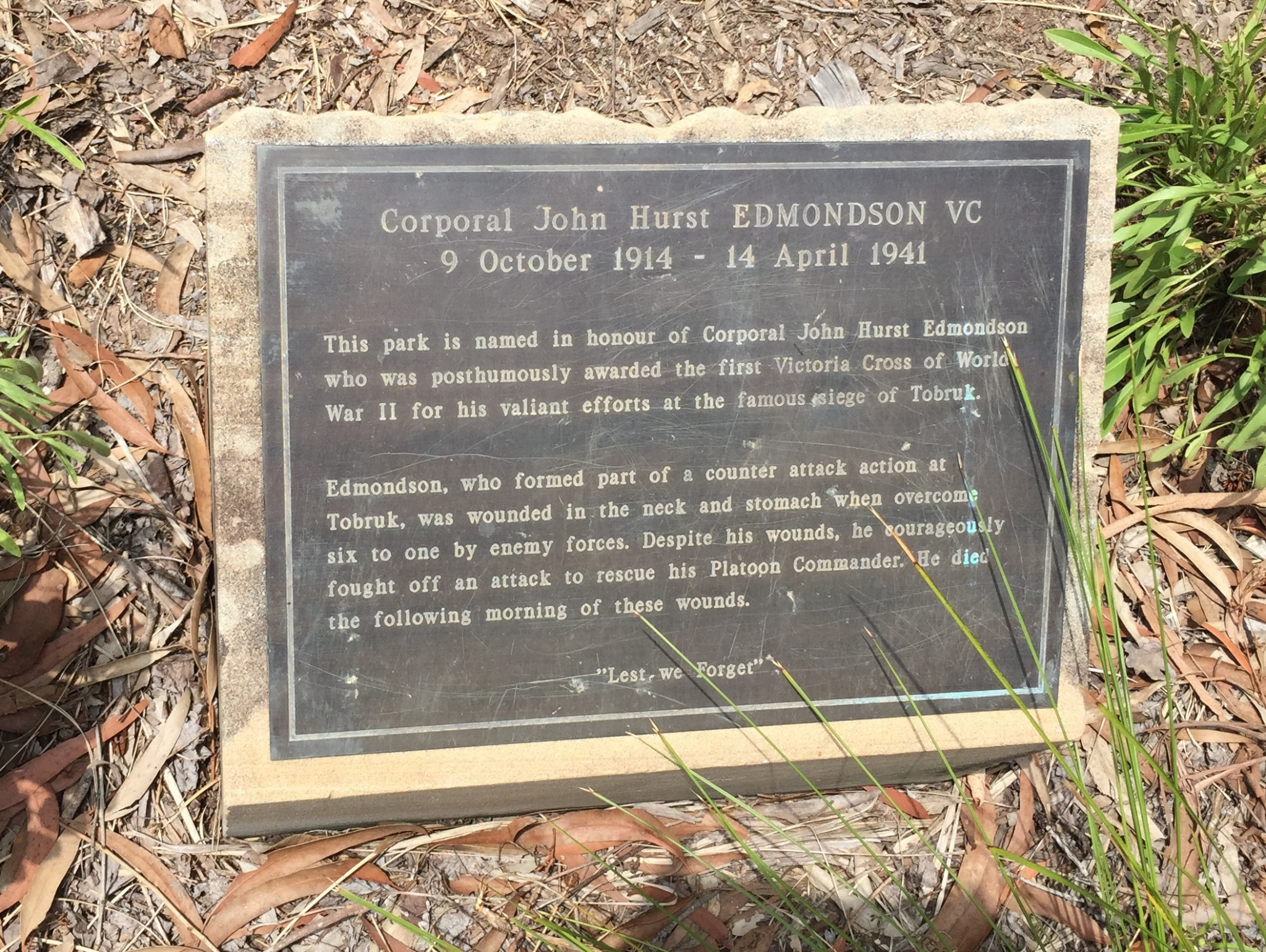 John Edmondson VC Memorial Park | NSW War Memorials Register