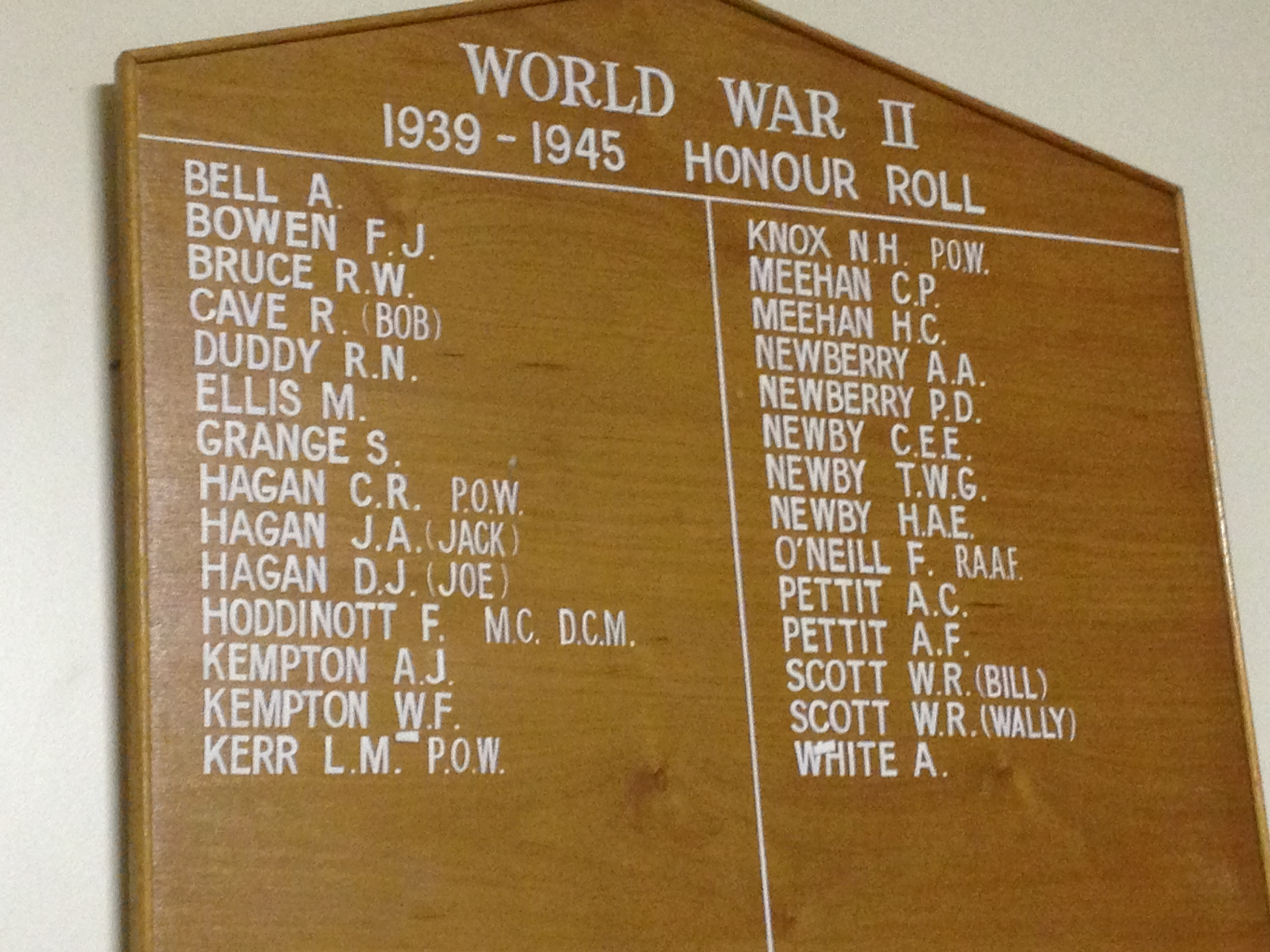 Pinkett Second World War Honour Roll | NSW War Memorials Register