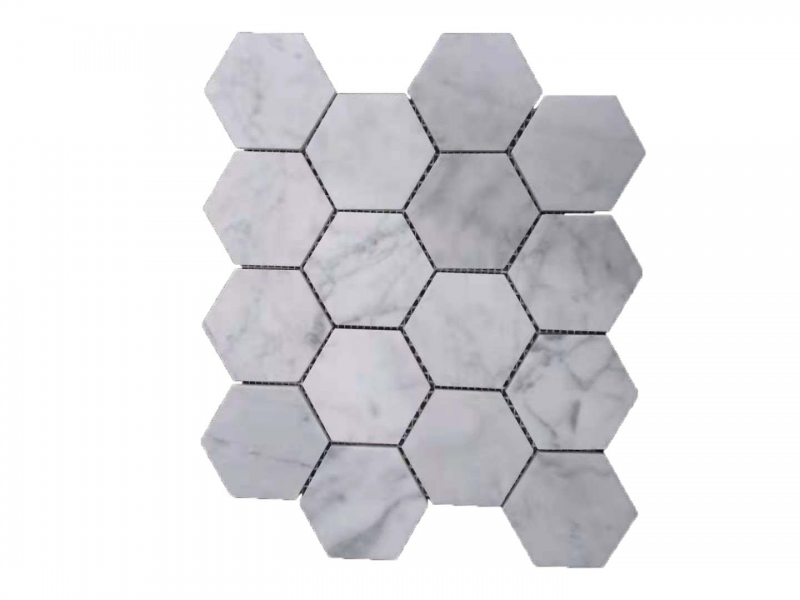 Entiva Stone Hexagon Carrara Mosaic | Volaré Concepts