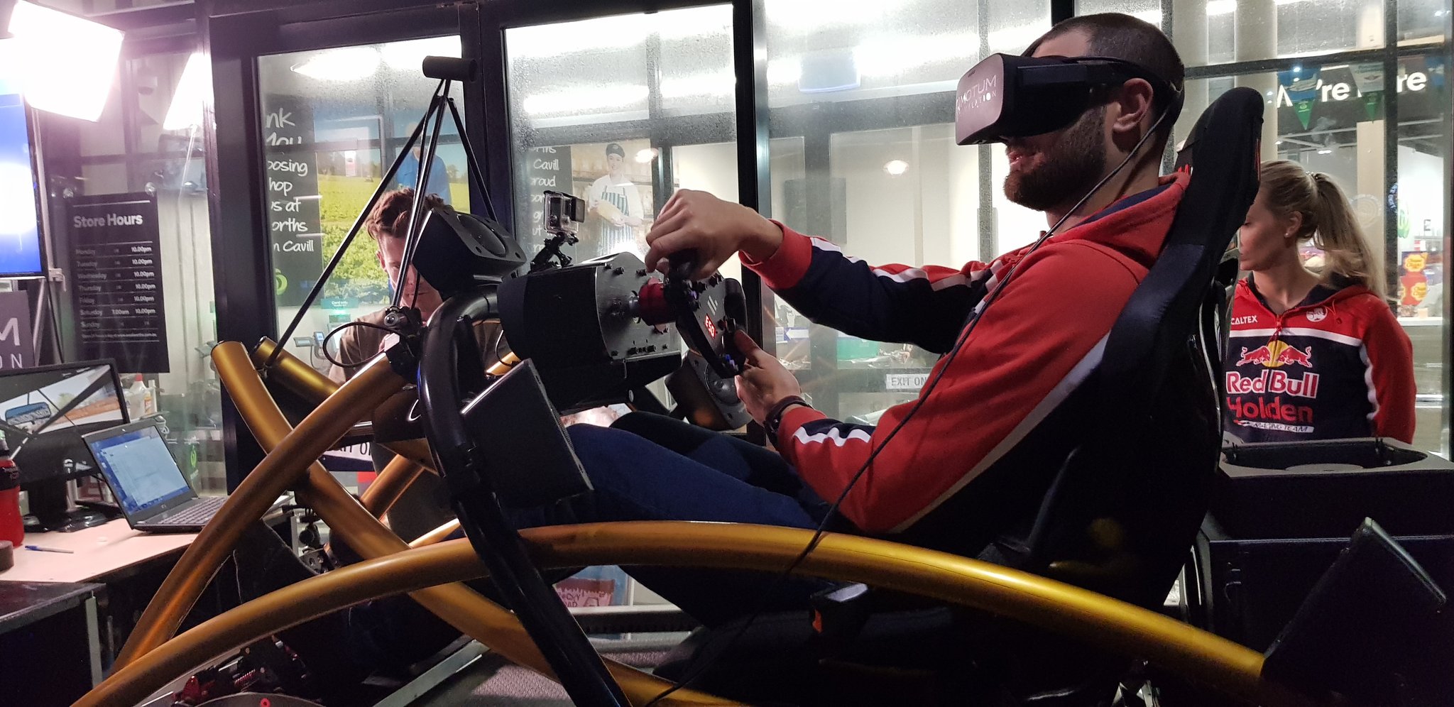Red Bull Racing drivers try the Oculus Rift Motum Simulators ahead of ...