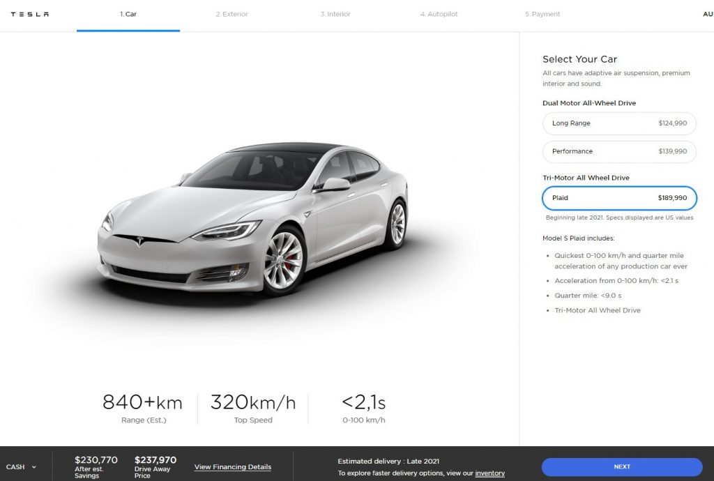 Tesla Plaid Model S is now available in Australia, 840km+ range,