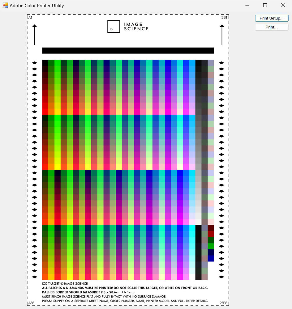 Printing Colour Targets on PC using ACPU | Image Science