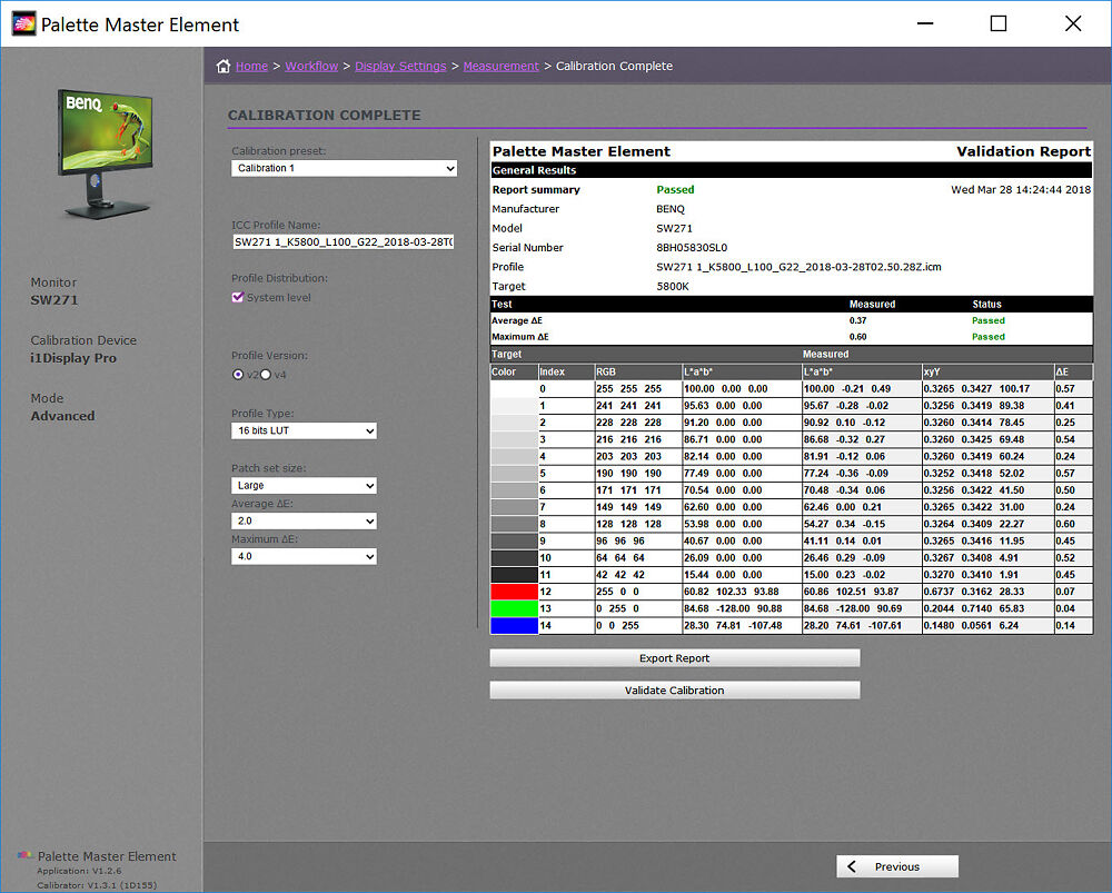 Calibrating BenQ SW Series Monitors with Palette… | Image Science