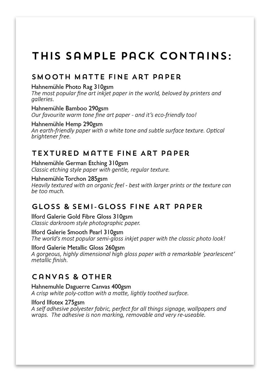 Printing Sample Pack | Image Science