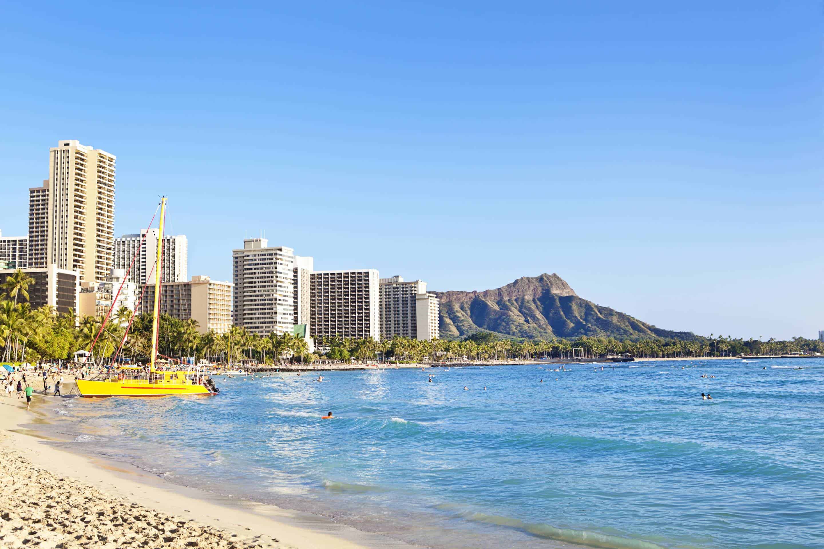 Sunny Waikiki Beach and Diamond Head of Honolulu Hawaii - Wayfarer