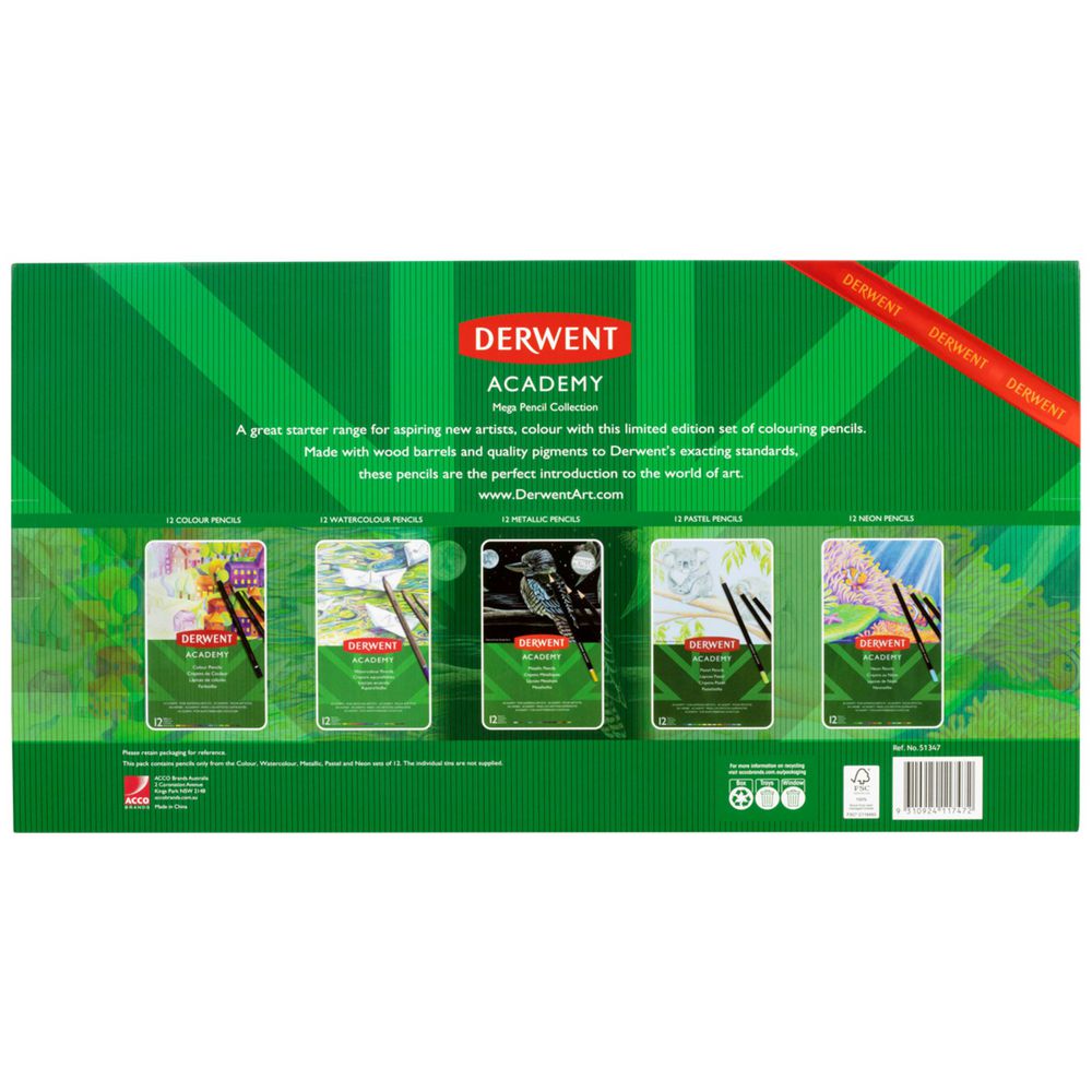 Derwent Academy Mega Pencil Collection 60 Pack | Officeworks