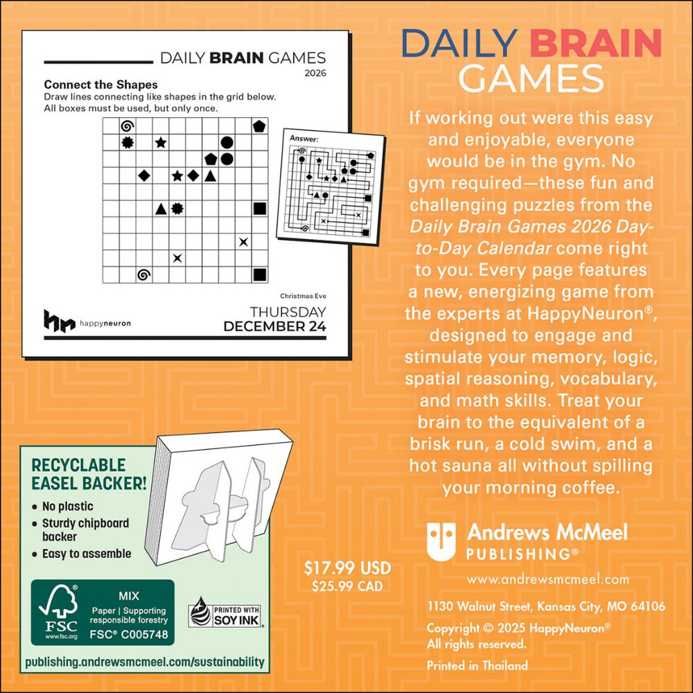 Brown Trout 2026 Daily Brain Games Boxed Calendar | Officeworks